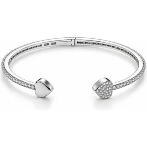 DONATELLO GIAN Double Heart Crystal Cuff Bracelet