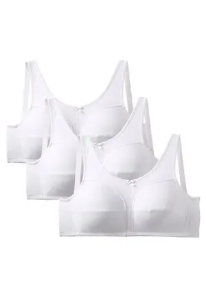 COMFORT CHOICE 3 Pack Wireless Light Support Cotton Bra White Pack