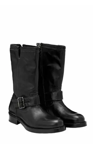 ALLSAINTS Bailey Leather Biker Boot - Black/grey