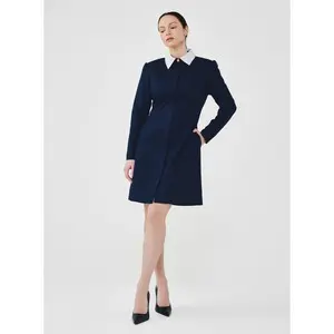 A.SHIMUS Long Sleeve Wool Shirt Dress - Navy