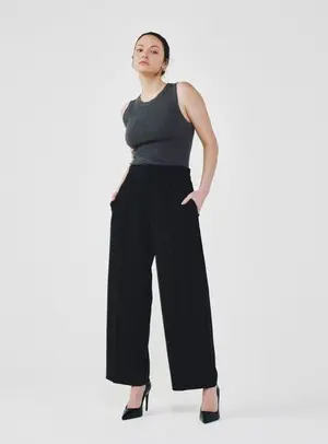 A.SHIMUS Wide Leg Pants With Elastic Waistband - Black