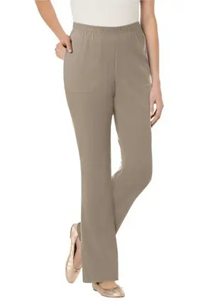 WOMAN WITHIN Fineline Stretch Denim Pull On Bootcut Jeans - Bark