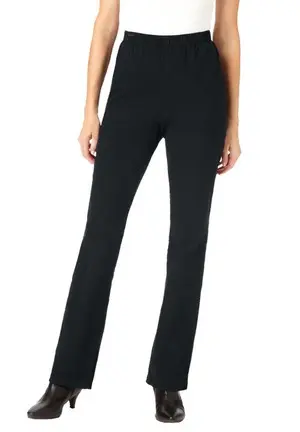 WOMAN WITHIN Fineline Stretch Denim Pull On Bootcut Jeans - Black