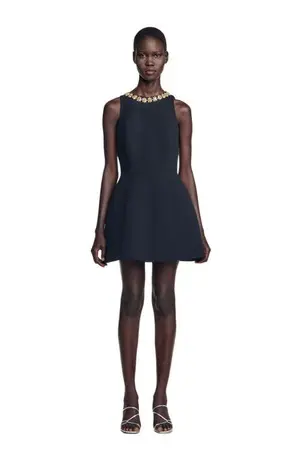Sandro Short Dress With Jewel Detail - Black