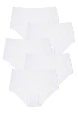 COMFORT CHOICE Full Coverage Stretch Cotton Brief 5 Pack White Pack