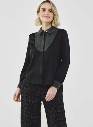 A.SHIMUS Fancy Tweed Button Up Shirt - Black
