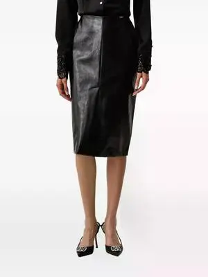 FRACOMINA Crinkled-finish Midi Pencil Skirt - Black