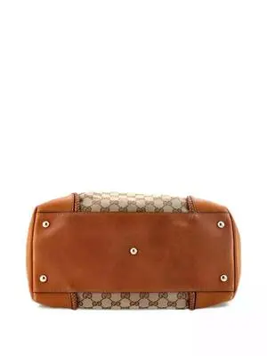 Gucci Marrakech Top Handle Tote Gg Canvas Medium Shoulder Bag - Brown