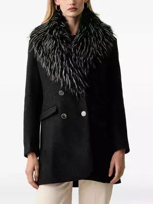 FRACOMINA Faux-fur Collar Double-breasted Coat - Grey