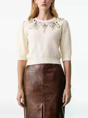 FRACOMINA Sequin-embellished Cropped Sweater - Neutrals