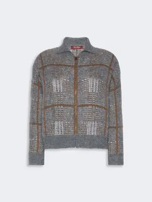 Max Mara Jacquard Wool, Mohair And Cashmere Cardigan - Medium Grey
