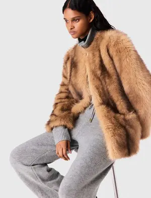 Maje Mid-length Faux Fur Coat