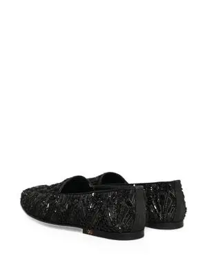 Dolce & Gabbana Bead-embellished Velvet Loafers