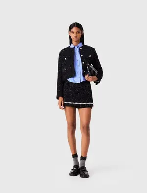 Maje Short Sequin Tweed Jacket