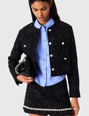 Maje Short Sequin Tweed Jacket