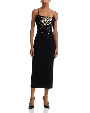 Cinq À Sept Waterfall Paillette Sequin Midi Dress