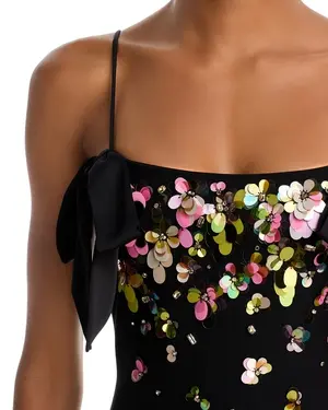 Cinq À Sept Waterfall Paillette Sequin Midi Dress
