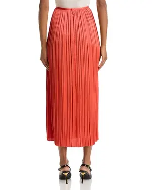 Cinq À Sept Esme Satin Delaine Pleated Midi Skirt