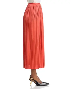 Cinq À Sept Esme Satin Delaine Pleated Midi Skirt