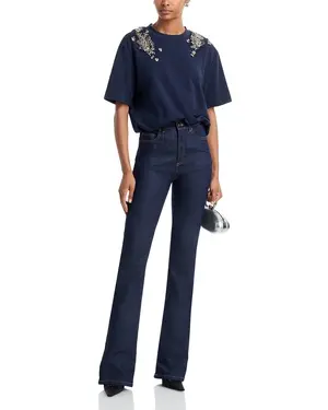 Cinq À Sept Davini Crystal Garden Beaded Cotton T-shirt