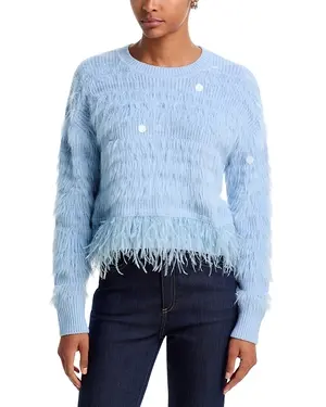 Cinq À Sept Vivi Paillette Wool Blend Sweater - Soft Tide