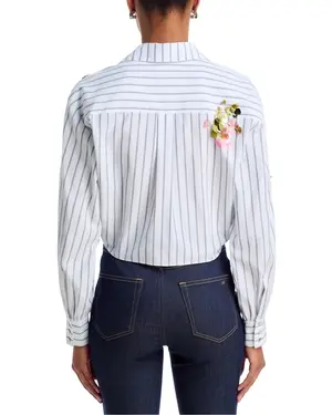 Cinq À Sept Marianna Waterfall Paillettes Striped Top