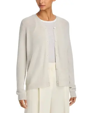 Eileen Fisher Metallic Merino Wool V Neck Cardigan Plaster