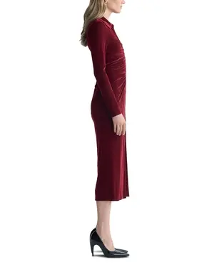 Diane Von Furstenberg Sheska Velvet Ruched Shirt Dress