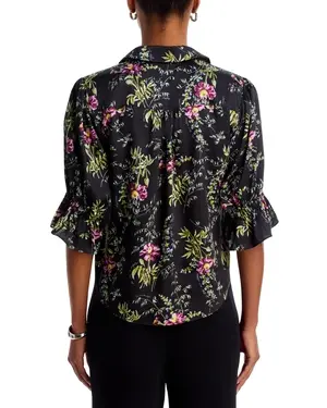 Cinq À Sept Fiona Wildflower Whispers Collared Ruffle Top