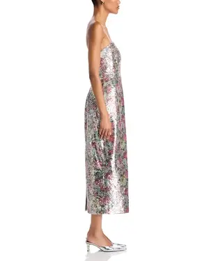 MILLY Kait Floral Sequin Embellished Strapless Dress