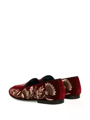 Dolce & Gabbana Floral-embroidered Velvet Loafers