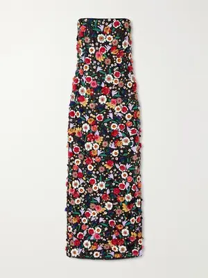 Carolina Herrera Floral-embellished Silk Organza Gown