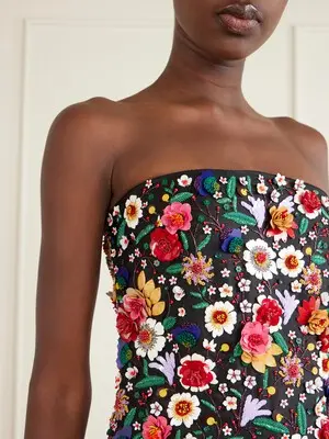 Carolina Herrera Floral-embellished Silk Organza Gown