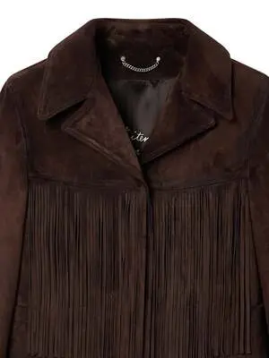 GOLDEN GOOSE Linda Journey Waxed Suede Jacket With Fringes