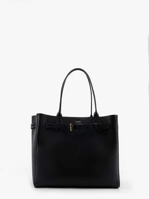 TOM FORD Leather Shoulder Bag With Engraved Logo On The Front - Black