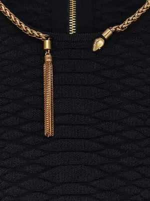 Elisabetta Franchi Tricot Sweater With Snake Metal Choker - Black