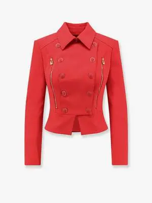 Elisabetta Franchi Cropped Blazer With Buttons - Red