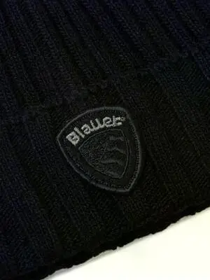 BLAUER. Kenwood Logo-patch Ribbed-knit Beanie Hat