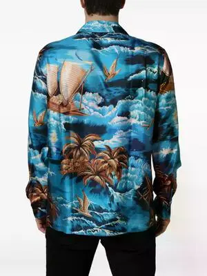 Dolce & Gabbana Graphic-print Silk Shirt - Blue