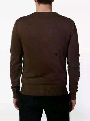 Dolce & Gabbana Distressed Buttoned V-neck Sweater