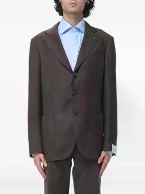 LUIGI BORRELLI Wool Single-breasted Blazer - Brown