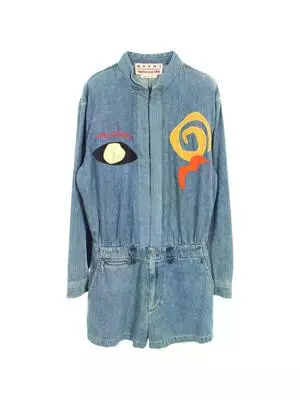Marni 2010s No Vacancy Inn Stand-collar Jumpsuit - Blue
