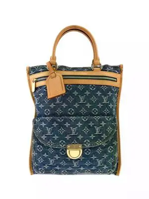 LOUIS VUITTON 2005 Flat Shopper Monogram Denim Tote Bag - Blue