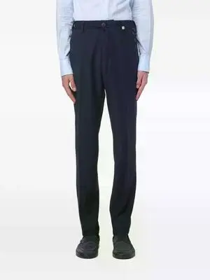 MYTHS Drawstring-waist Contrast-stitched Trousers - Blue