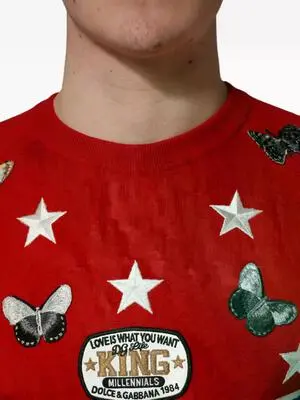 Dolce & Gabbana Butterfly-patch Star-embroidered Sweatshirt