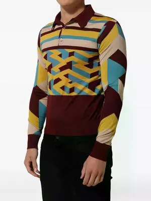 Dolce & Gabbana Geometric-print Striped Polo Sweater