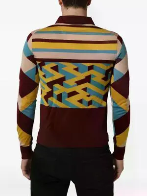 Dolce & Gabbana Geometric-print Striped Polo Sweater