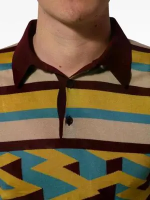 Dolce & Gabbana Geometric-print Striped Polo Sweater