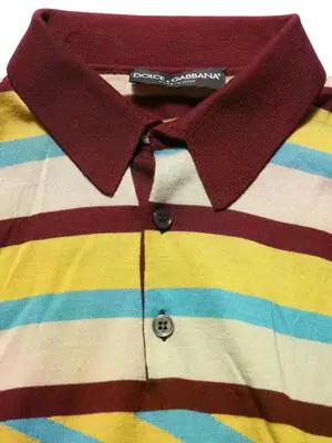 Dolce & Gabbana Geometric-print Striped Polo Sweater