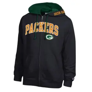Champion Green Green Bay Packers Full-zip Hoodie - Black